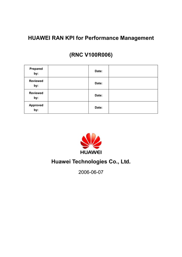Huawei ran kpi_for_performance_managemen | PDF