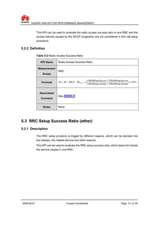 Huawei ran kpi_for_performance_managemen | PDF