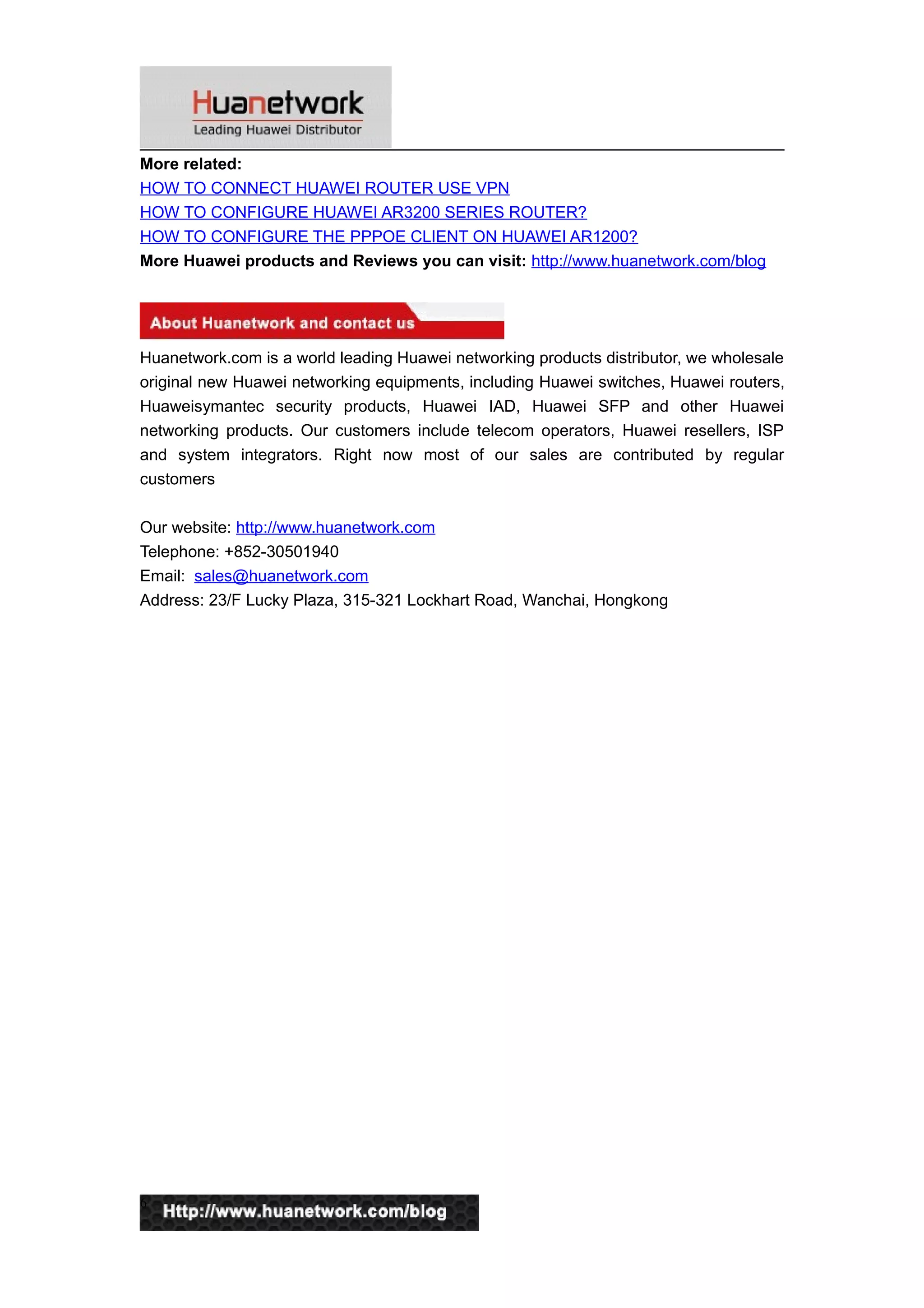 Huawei Router Basic Configuration Command | DOC