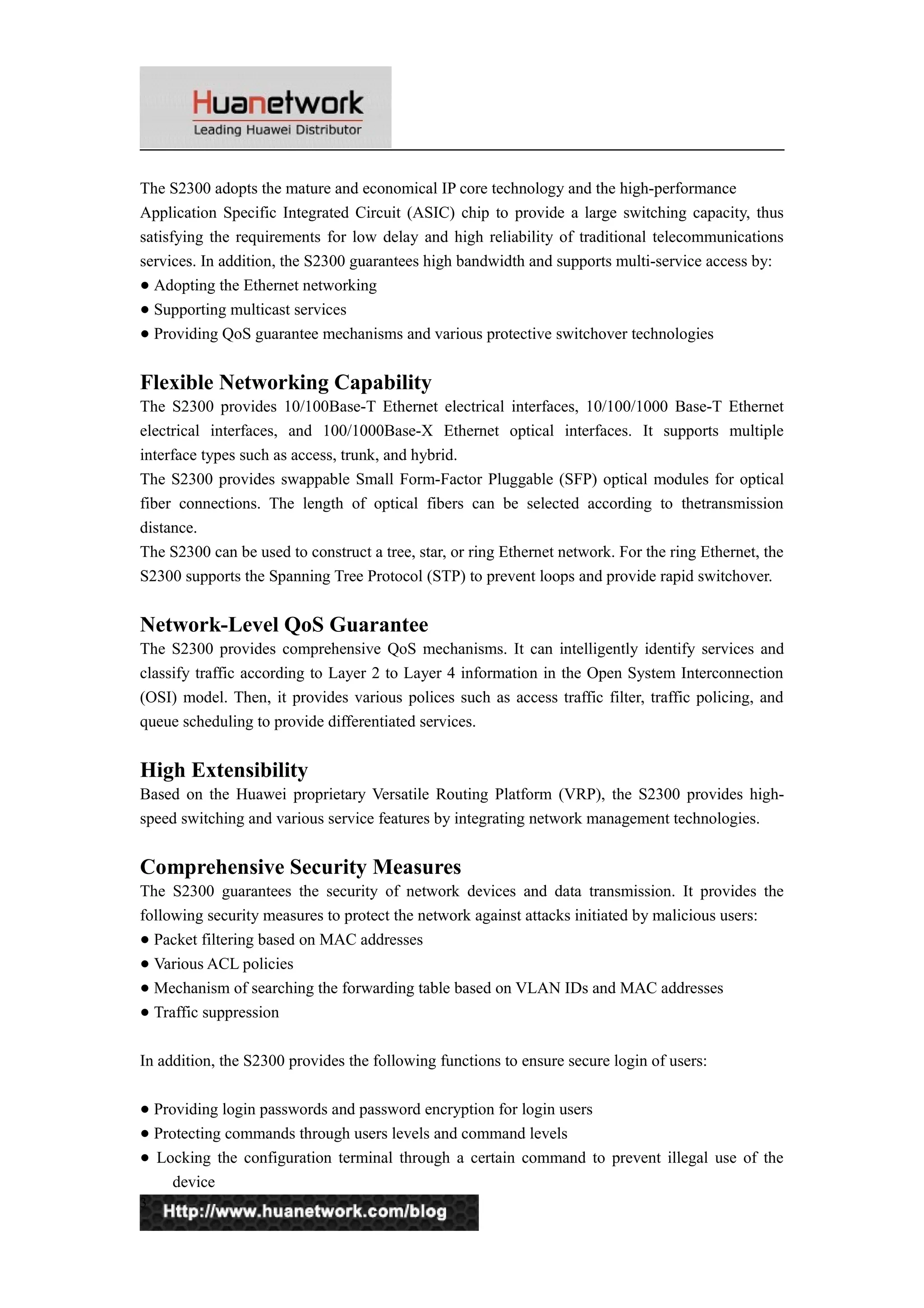 Huawei S2300 Series Ethernet Switches Overview Doc