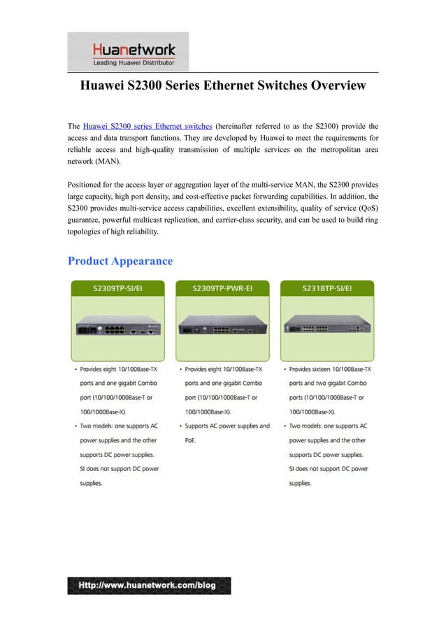 Huawei s2300 series ethernet switches overview | DOC ...