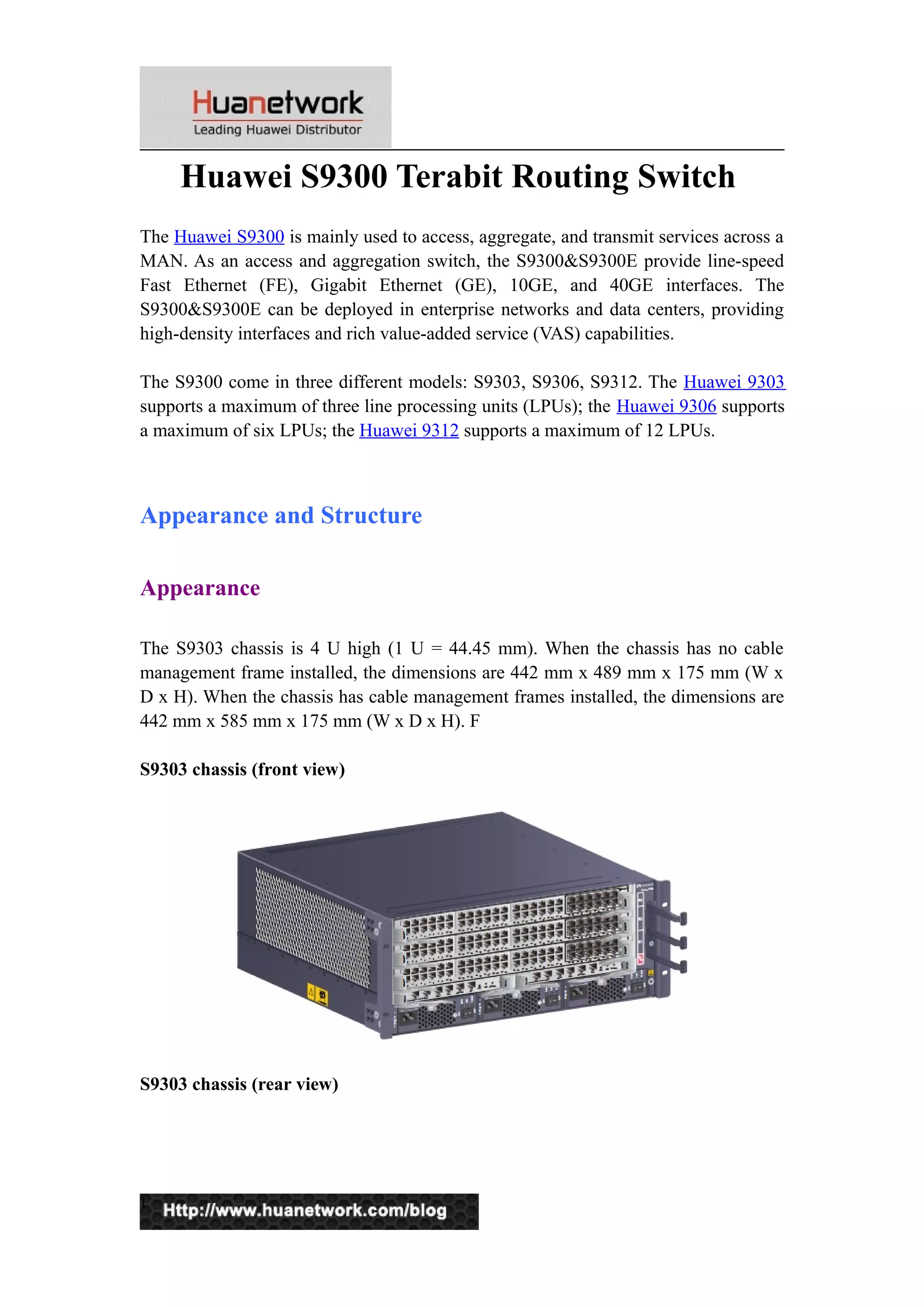 Huawei s9300 terabit routing switch | PDF