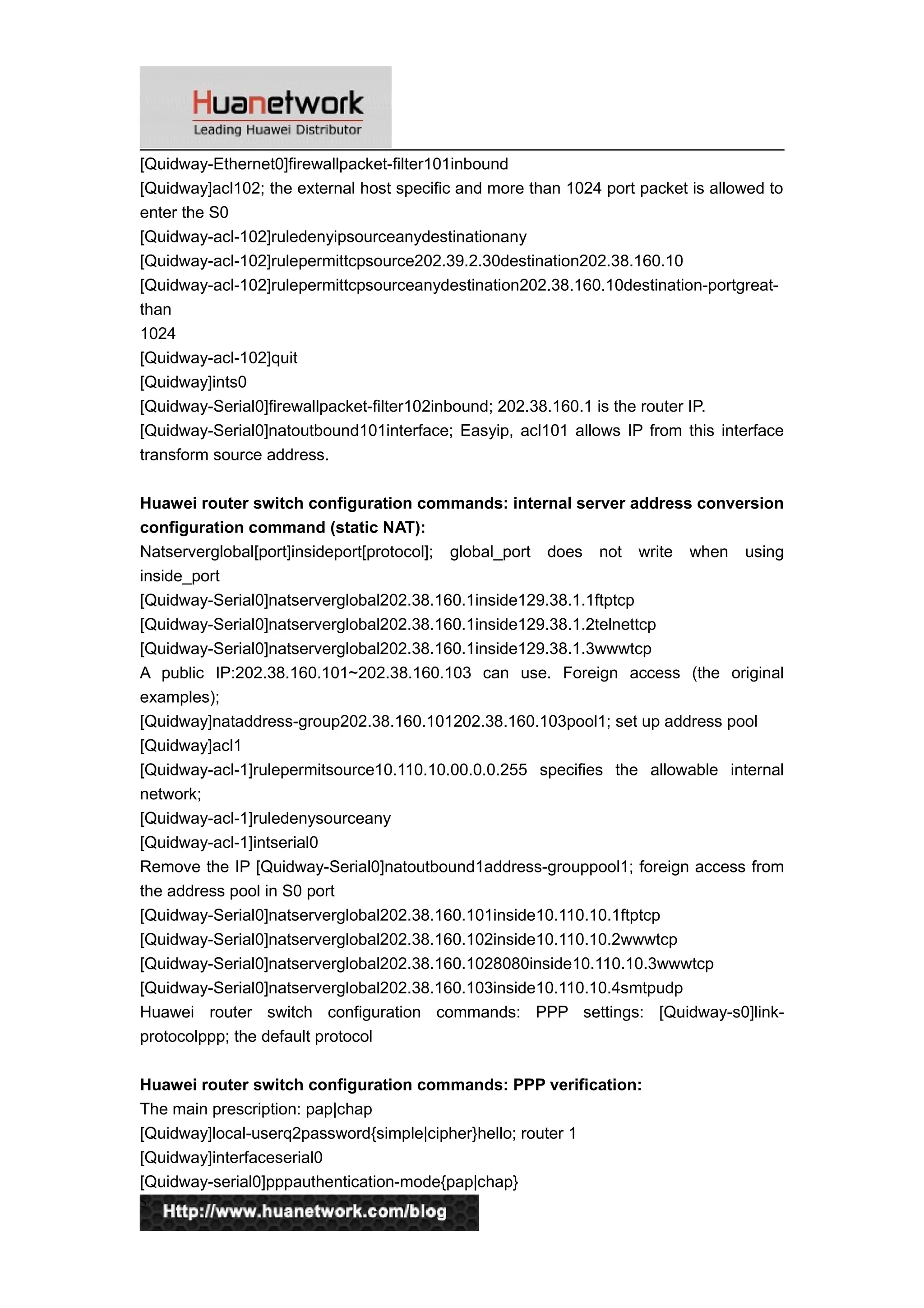 Huawei switch configuration commands | DOC