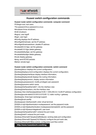 Huawei switch configuration commands | DOC