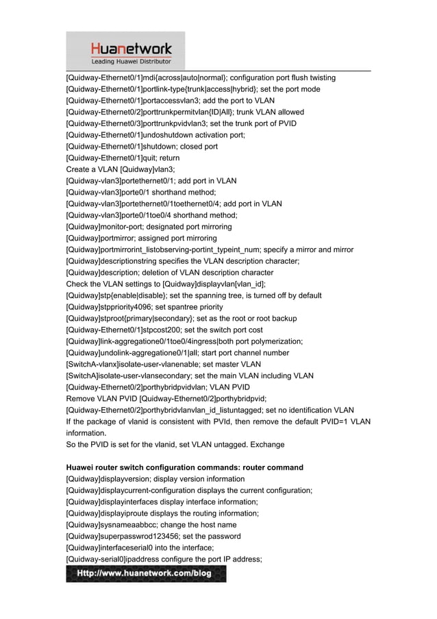 Huawei Switch Configuration Commands Doc Computer Networking