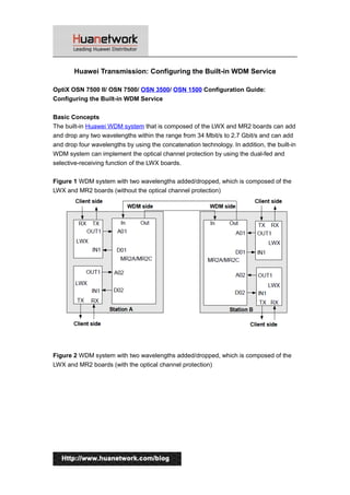 Huawei transmission configuring the built in wdm service | DOC