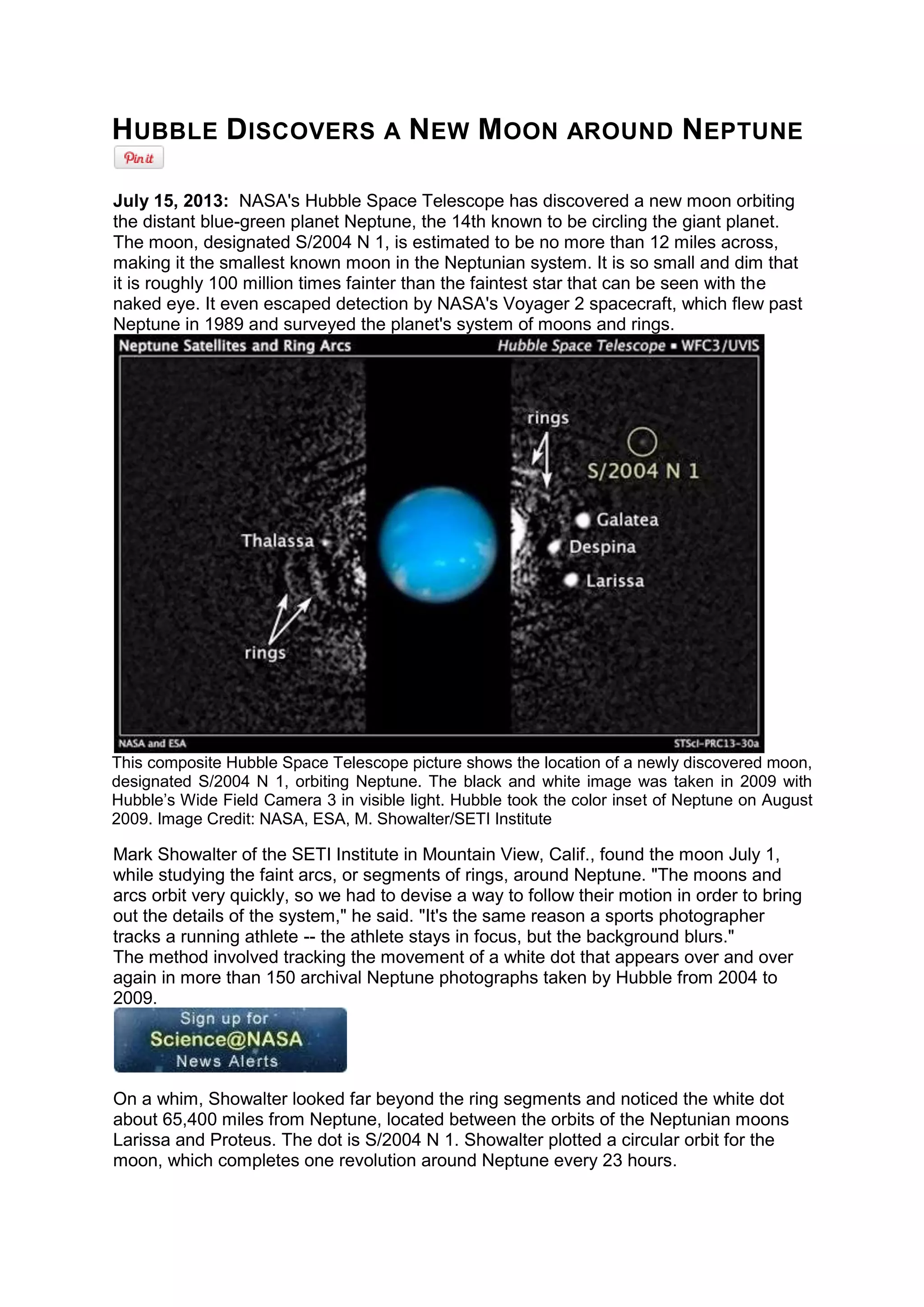 ~~ Hubble discovers ~~ ^^ a new moon ^^ around neptune from nasa at www ...
