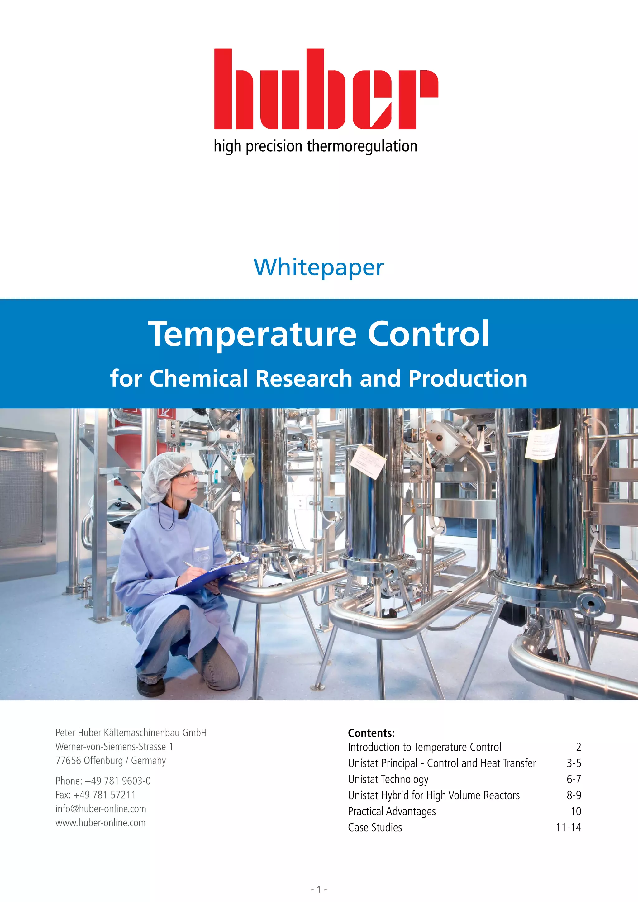 Temperature Control for Reactors - a Huber Whitepaper | PDF | Chemistry | Science