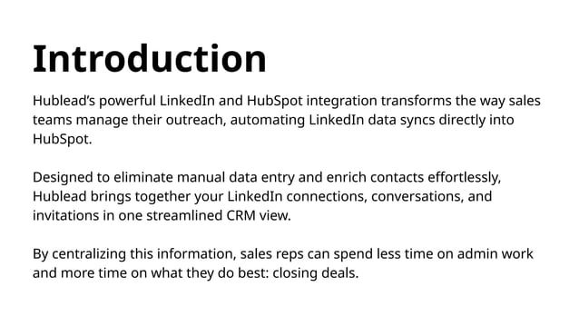 Hublead: Powerful HubSpot and LinkedIn Integration | PPT