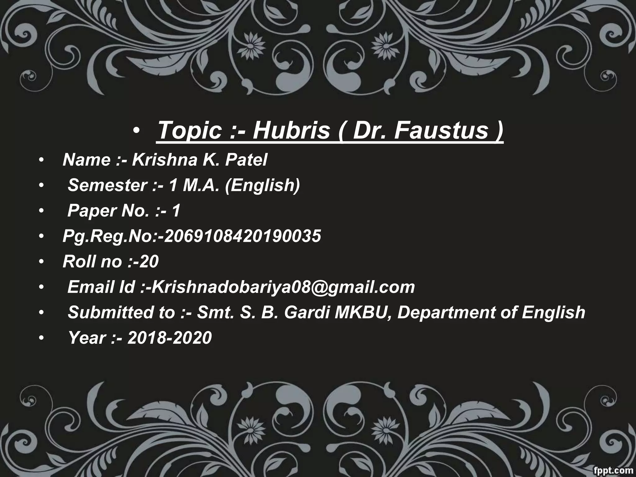 Hubris in doctor faustus | PPT