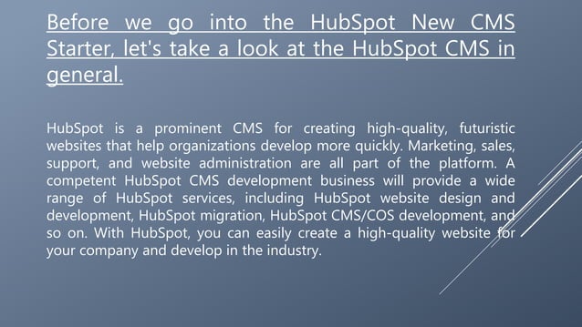 What is HubSpot New CMS Starter? | PPT
