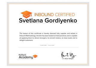 Inbound Certified by HubSpot Academy | PPT