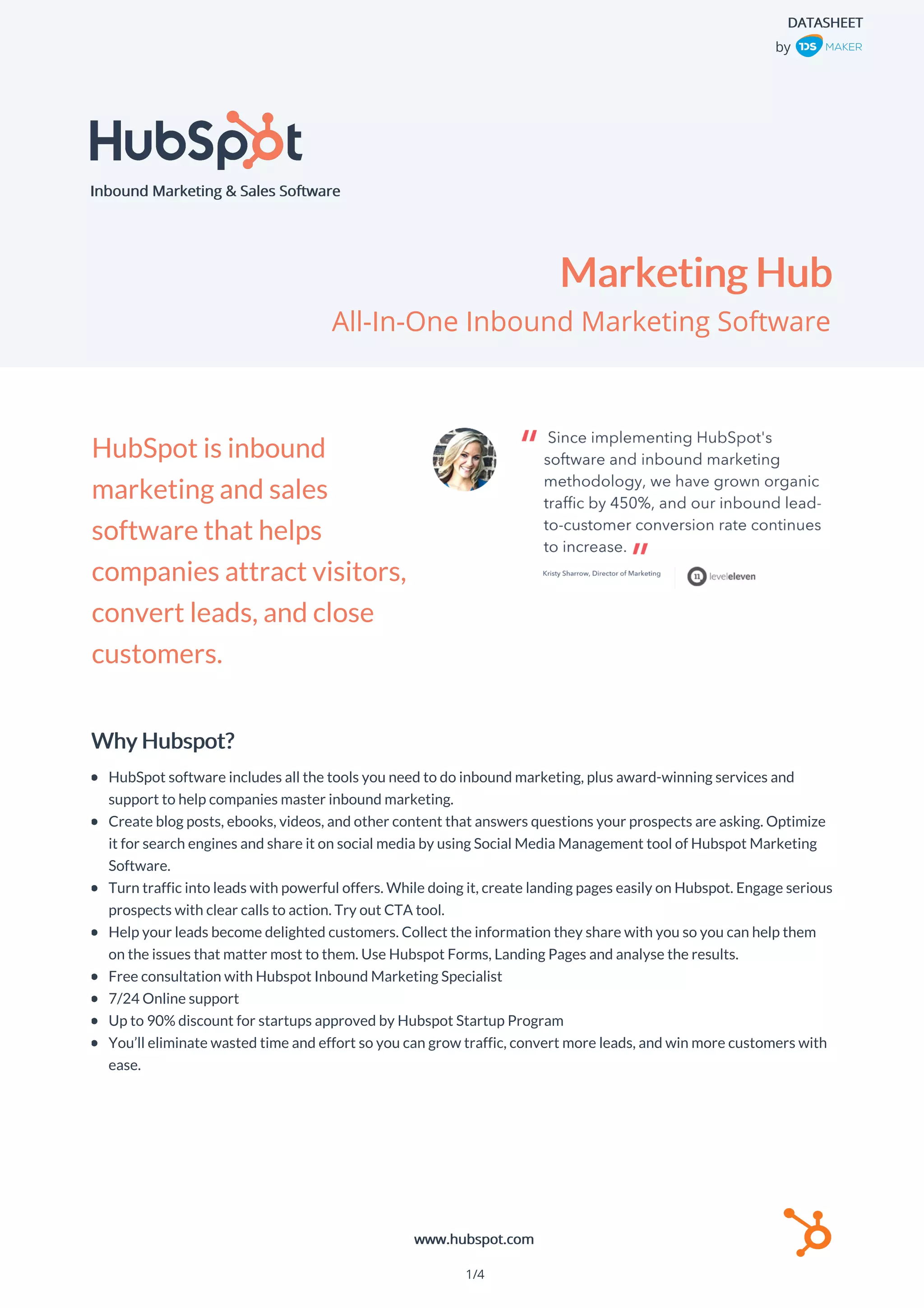 Hubspot Marketing Software Datasheet Template | PDF
