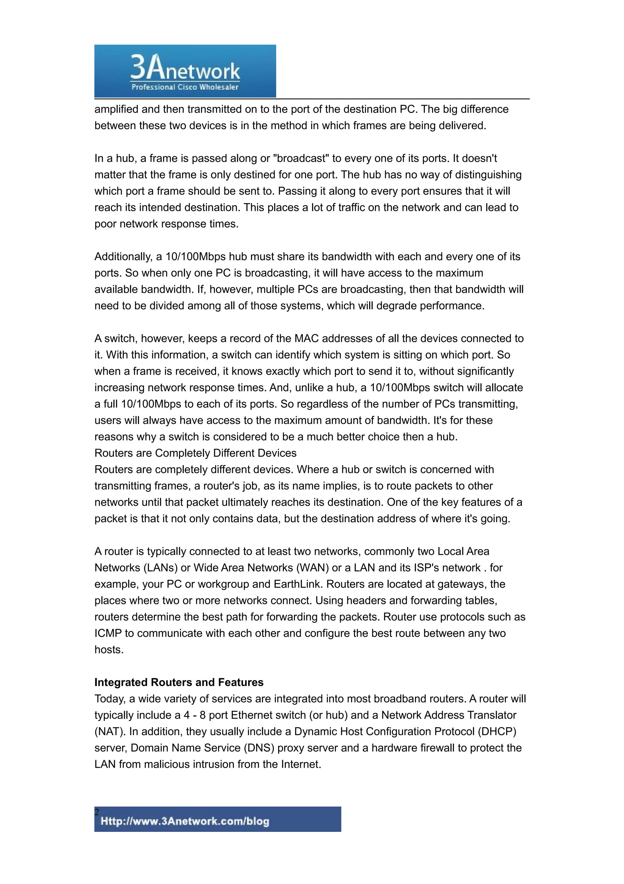 Hubs vs switches vs routers | DOC