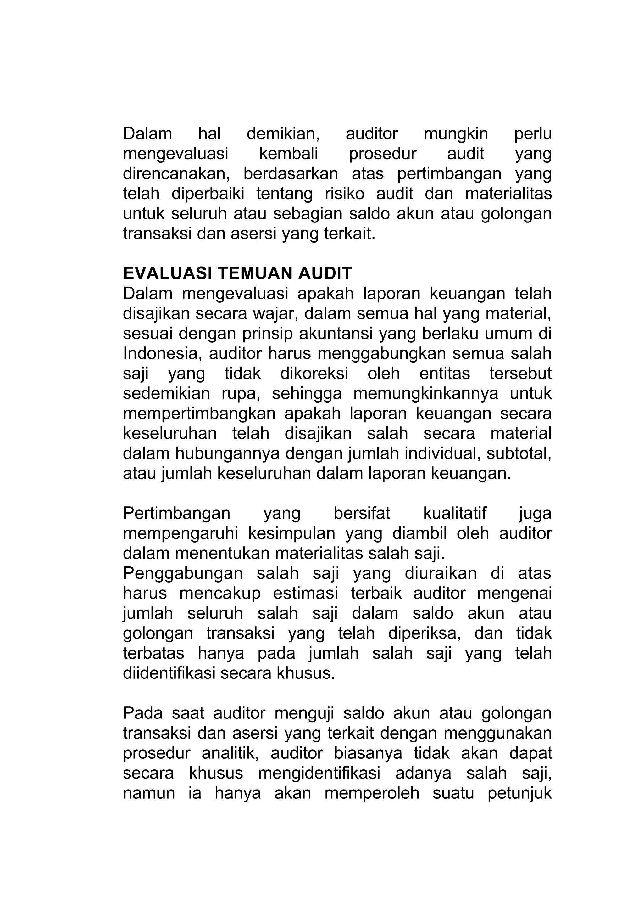 Hubungan antara materialitas, risiko audit dan bukti audit | DOC