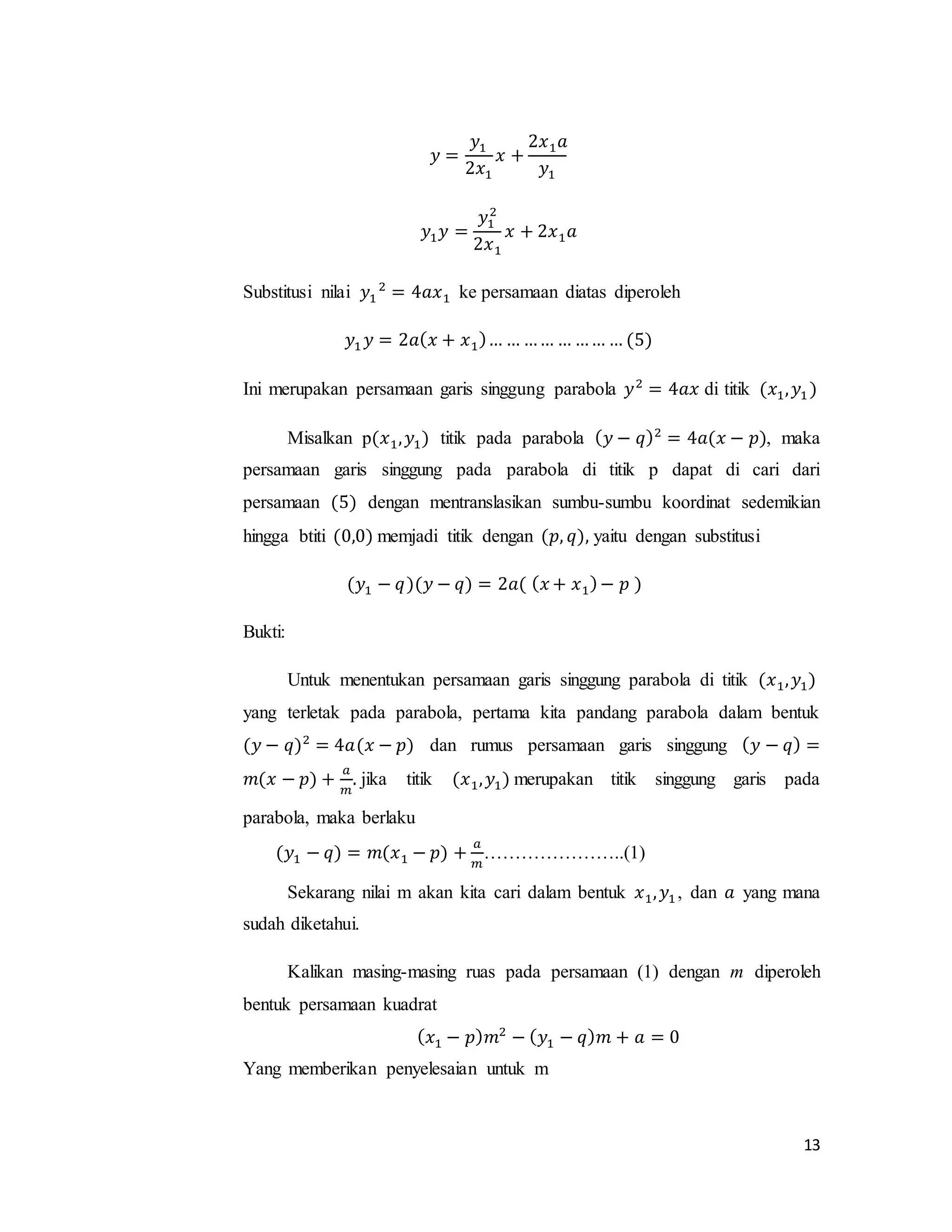 Hubungan antara parabola dengan garis2 | DOCX