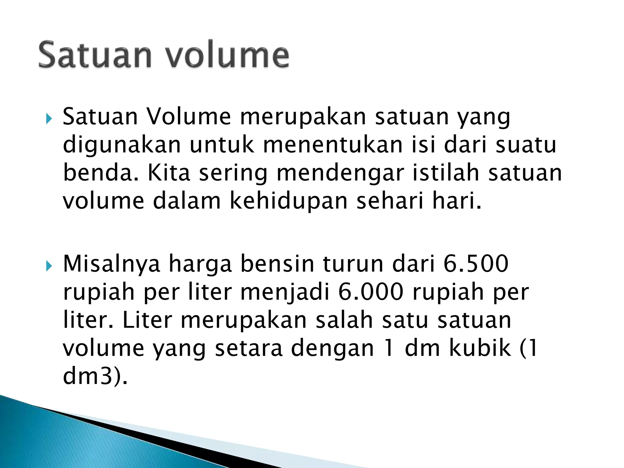 Hubungan antar satuan volume | PPTX
