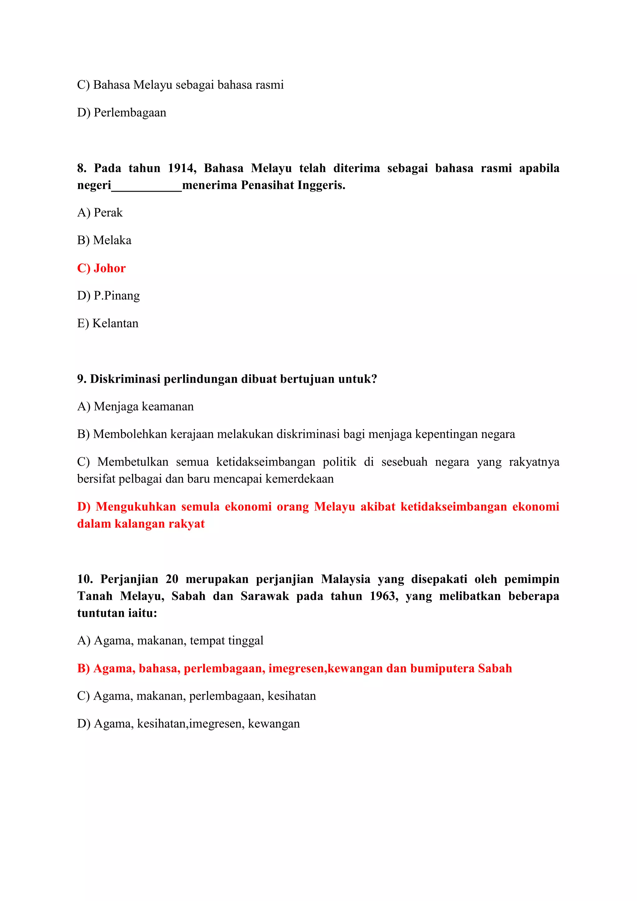 Soalan dan Jawapan - Hubungan Etnik (Kuiz/Past Year) 2 | PDF