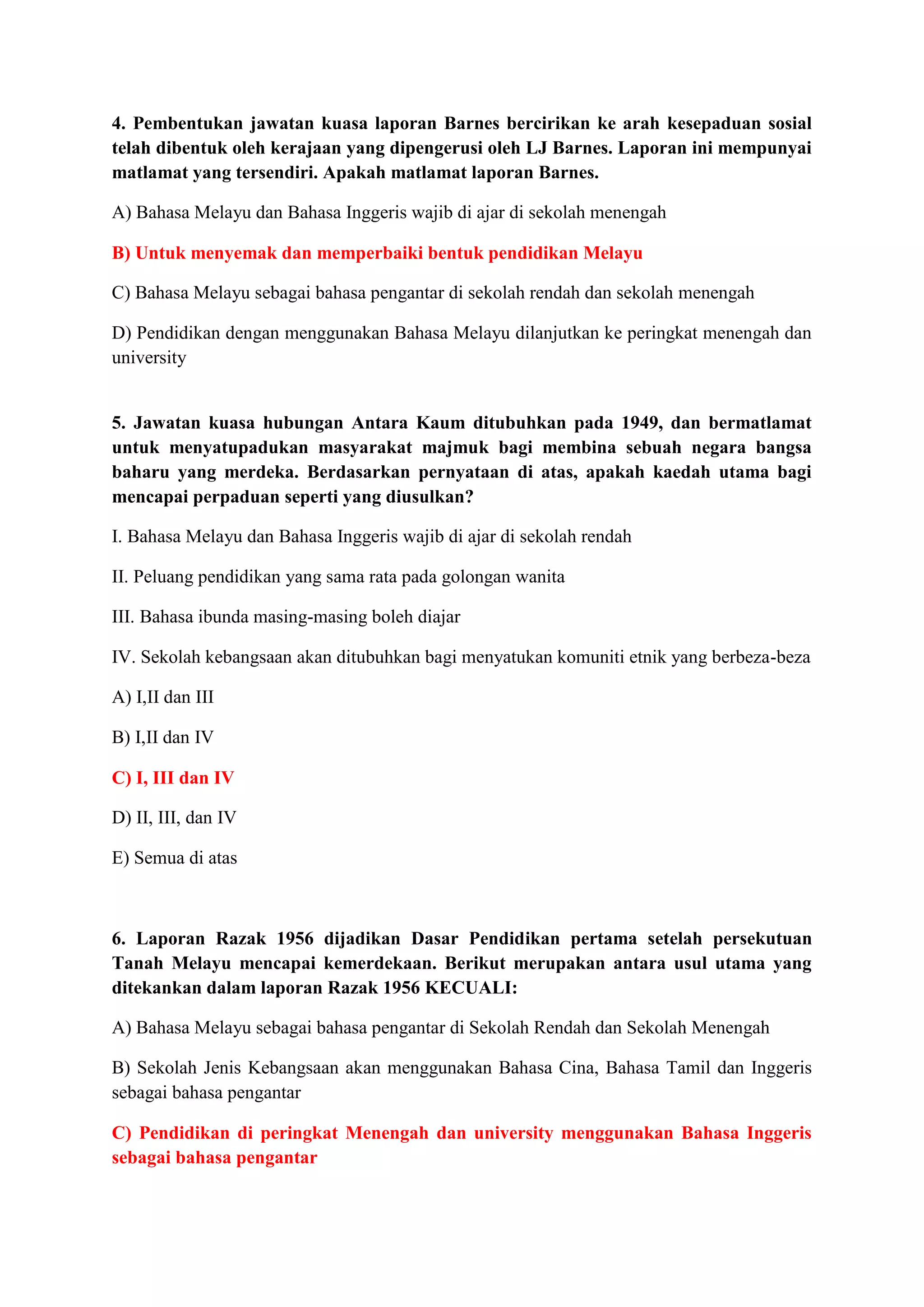 Soalan dan Jawapan - Hubungan Etnik (Kuiz/Past Year) 2 | PDF