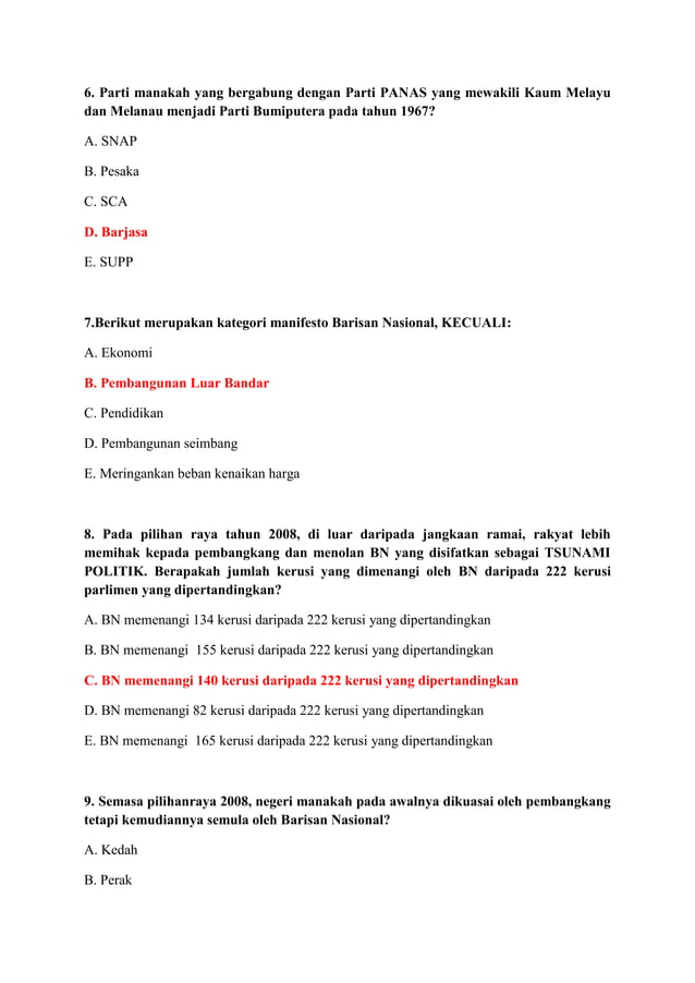 Soalan dan Jawapan - Hubungan Etnik (Kuiz/Past Year) 2 | PDF