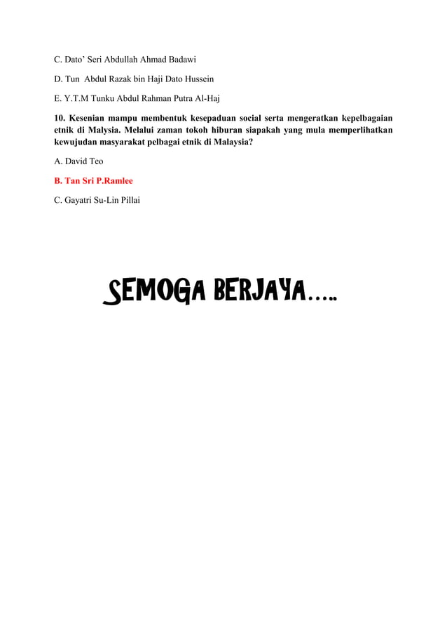 Soalan dan Jawapan - Hubungan Etnik (Kuiz/Past Year) 2 | PDF