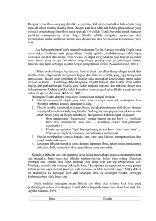 Hubungan filsafat dengan ilmu pengetahuan lainnya (listiawati) | PDF