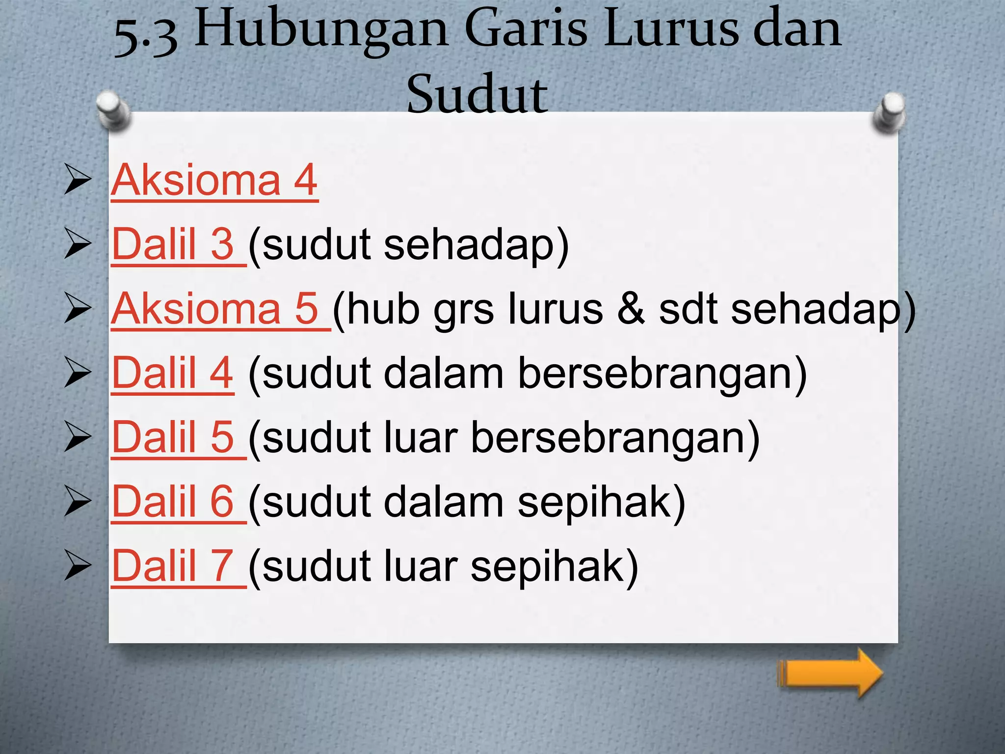 Hubungan garis lurus dan sudut | PPTX