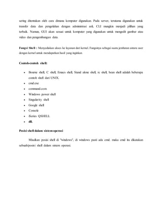 Hubungan hardware dengan kernel, shell, user | DOCX
