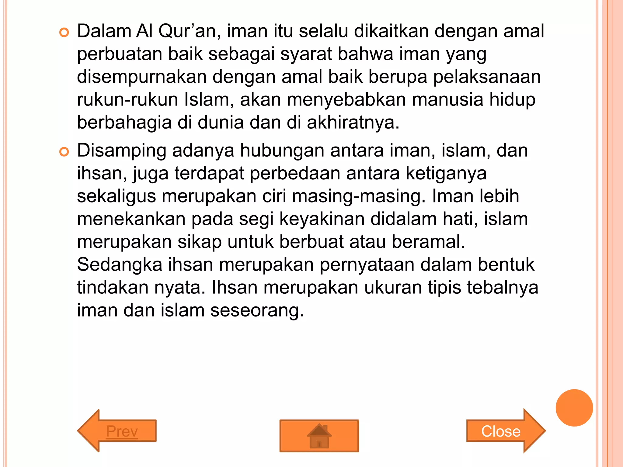 Hubungan iman, islam, dan ihsan | PPTX