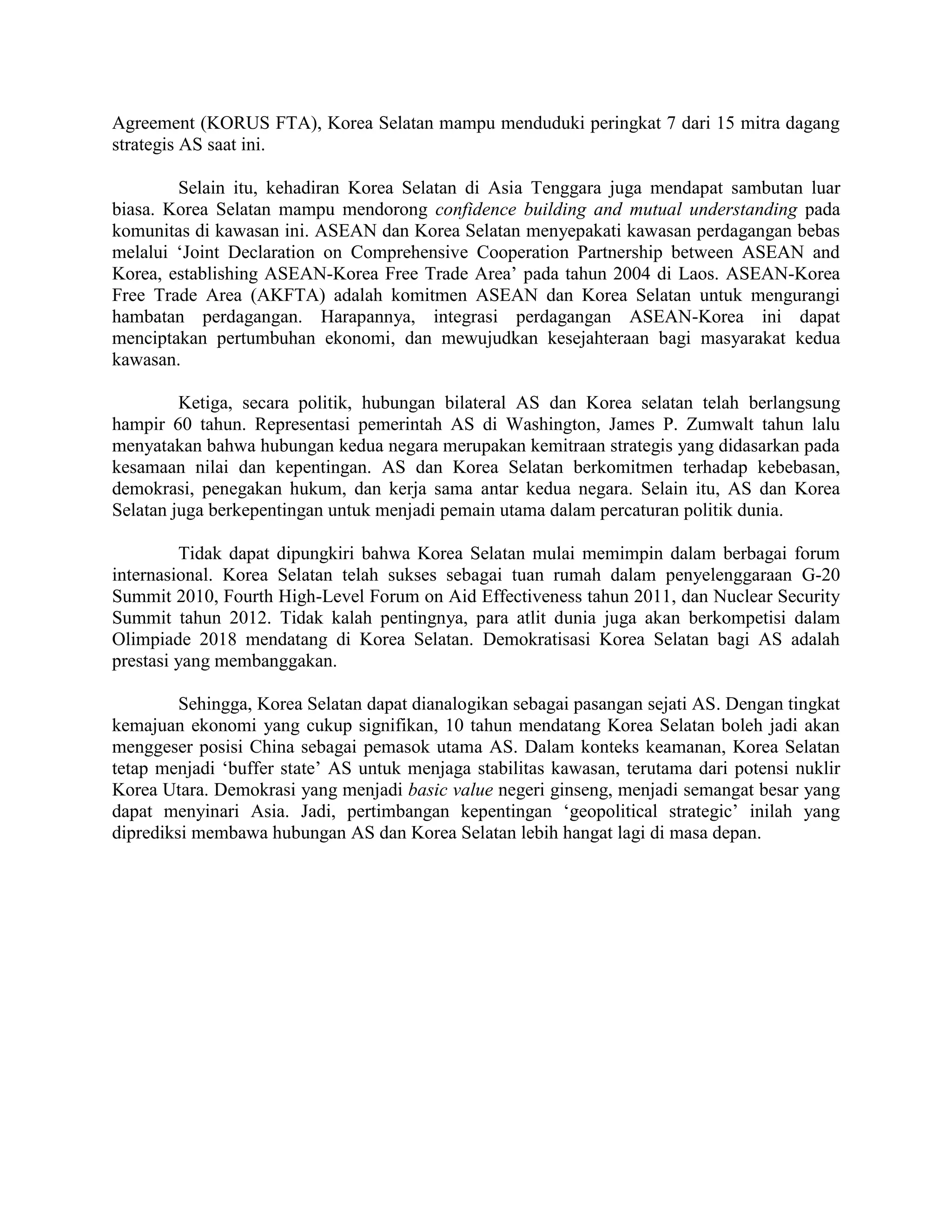 Hubungan korea selatan dan amerika serikat | DOCX