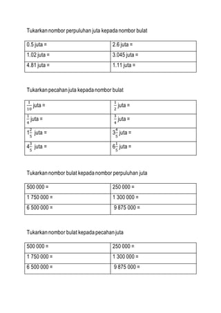 Hubungan nombor perpuluhan juta dan pecahan juta dengan nombor bulat | DOCX