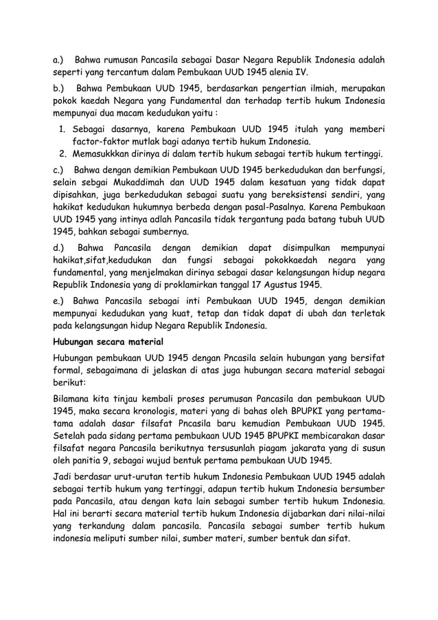 Hubungan pancasila dengan pembukaan uud 1945 | PDF