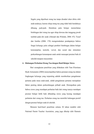 Hubungan perhatian orang tua dengan hasil belajar matematika | PDF