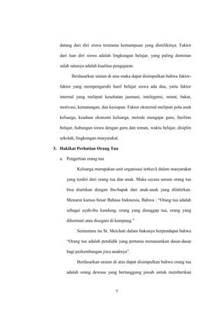 Hubungan perhatian orang tua dengan hasil belajar matematika | PDF
