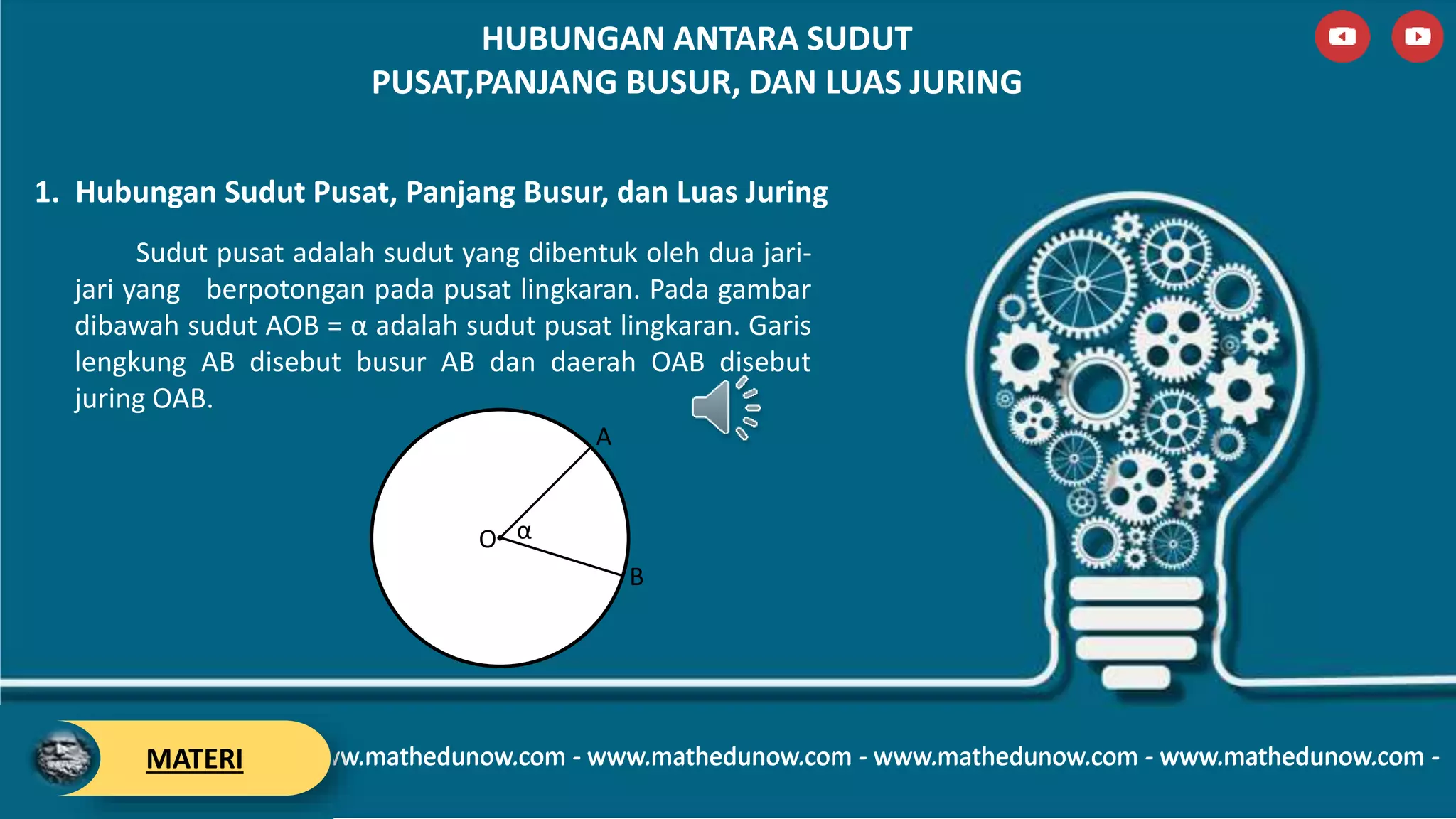 Hubungan sudut pusat panjang busur dan luas juring | PPTX