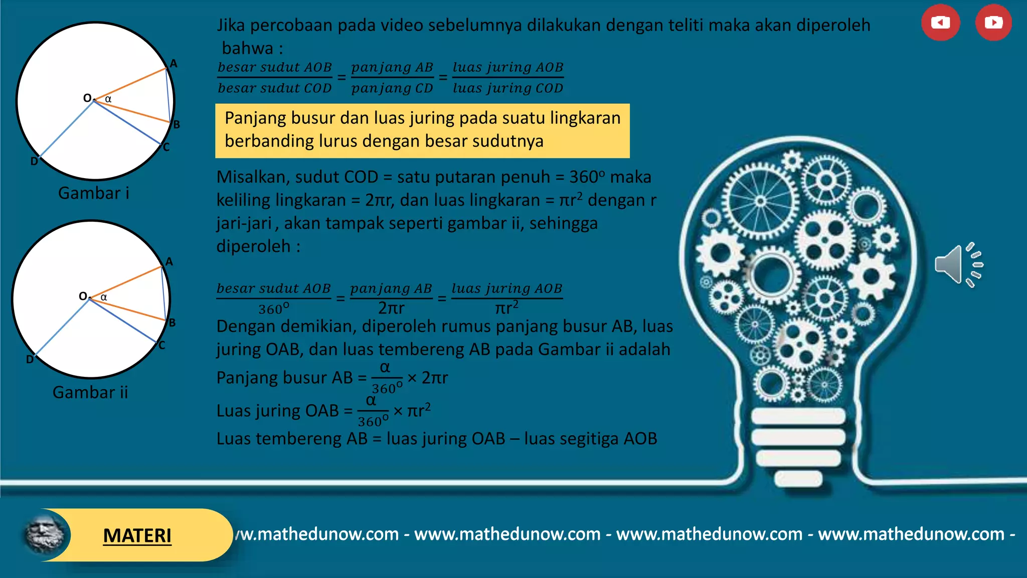 Hubungan sudut pusat panjang busur dan luas juring | PPTX