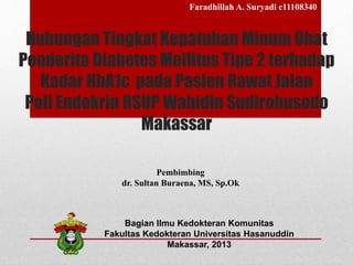 Hubungan tingkat kepatuhan minum obat penderita DM tipe 2 terhadap ...