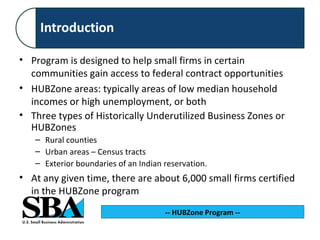 Understanding the HUBZone Program | PPT | Small and Medium-sized ...