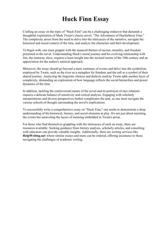 Huck Finn Essay.pdf | Free Download