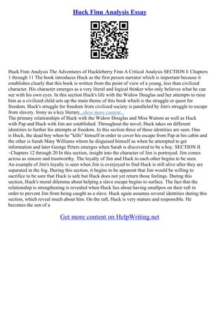 Huck Finn Essay Topics | PDF