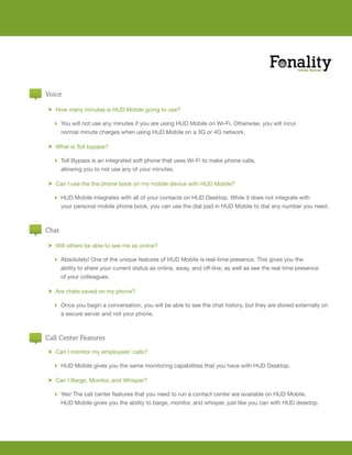Fonality HUD Mobile FAQ | PDF