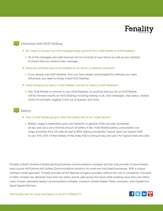 Fonality HUD Mobile FAQ | PDF