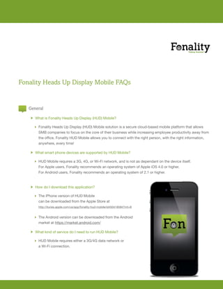Fonality HUD Mobile FAQ | PDF
