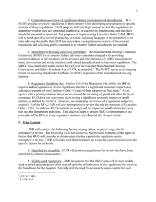 Department of Housing and Urban Development Preliminary Regulatory ...