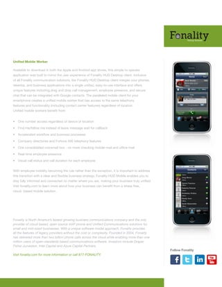 Fonality HUD Mobile Solution Sheet | PDF
