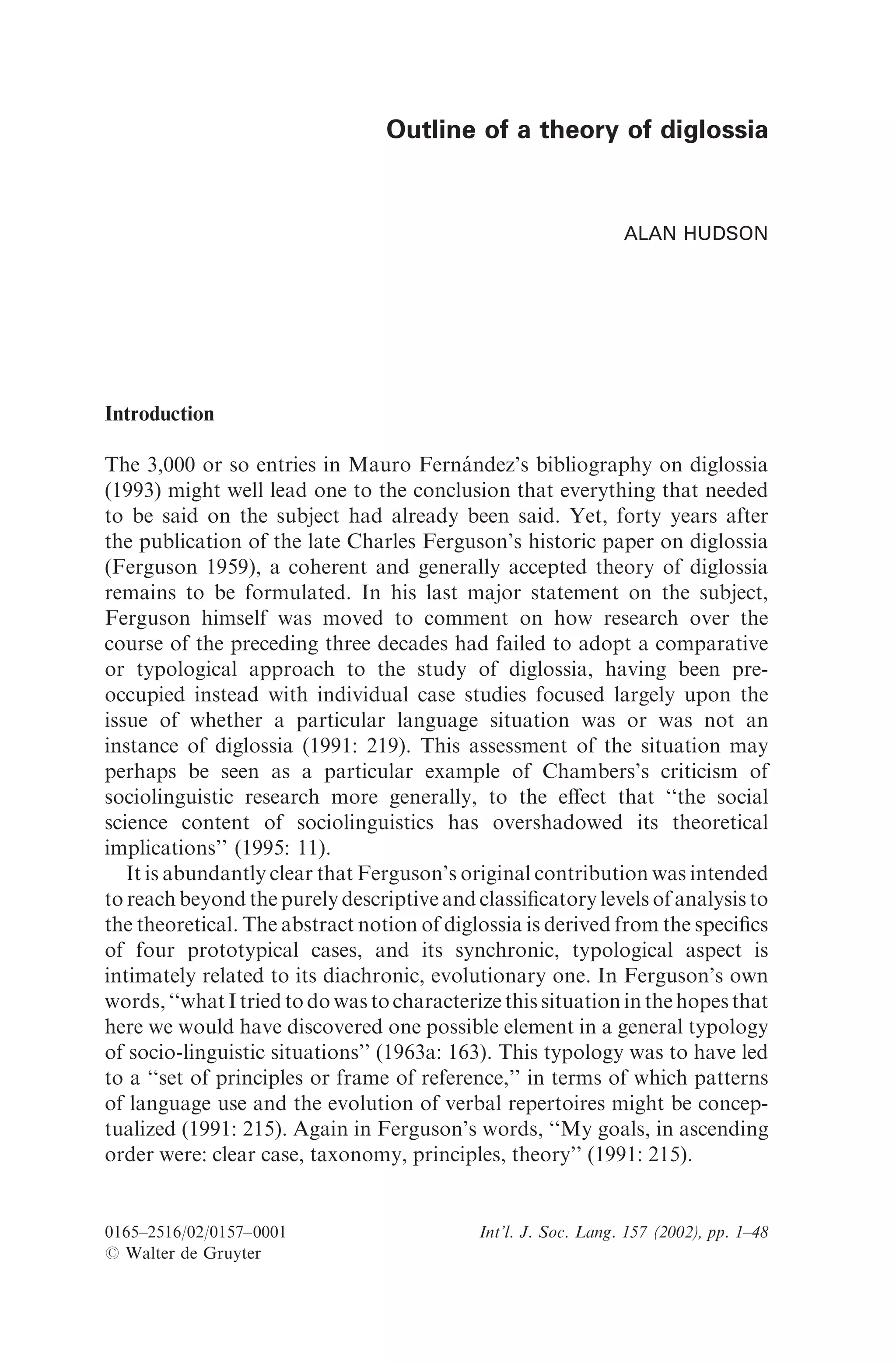 Outline of a theory of diglossia | PDF