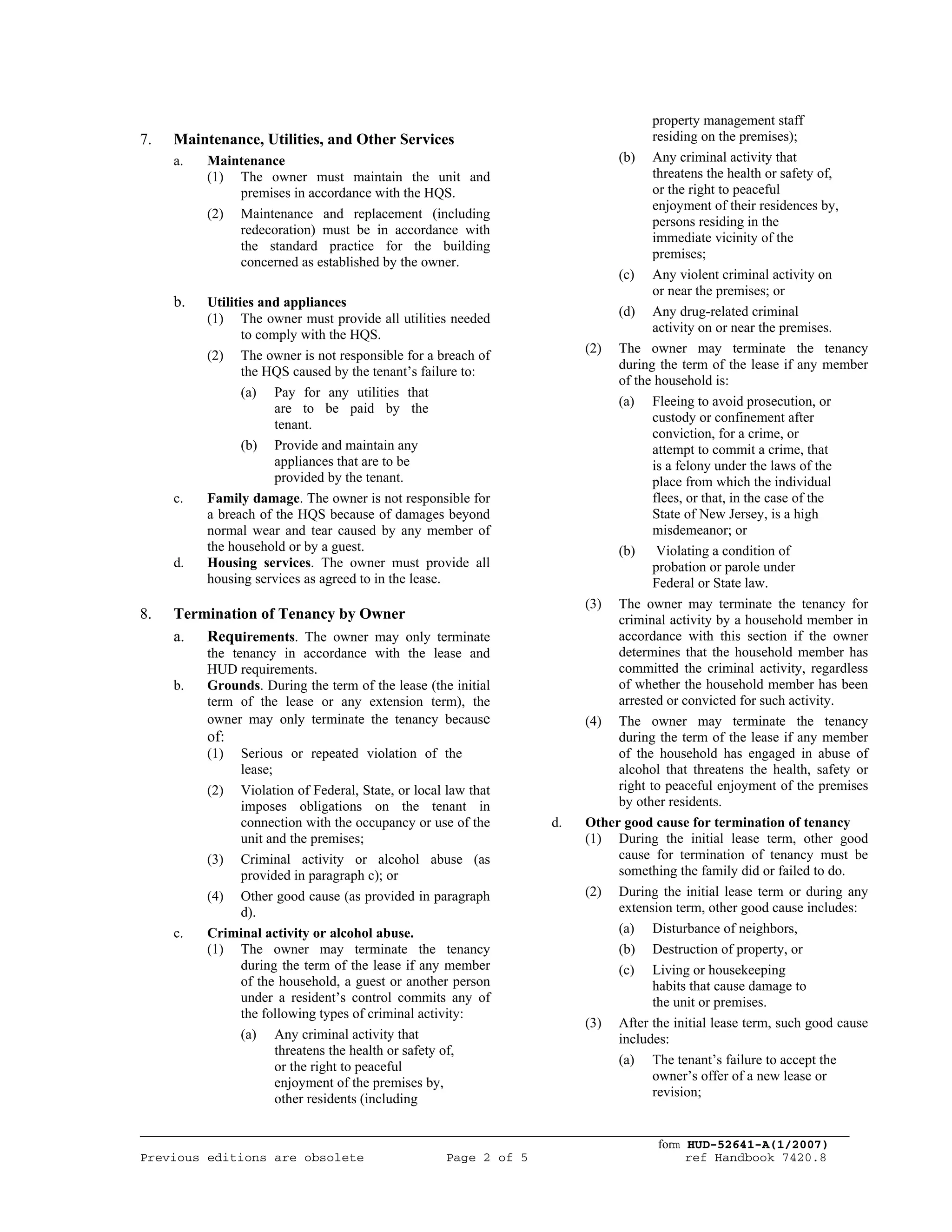 Hud tenancy addendum | PDF | Government Support and Welfare | Financial ...