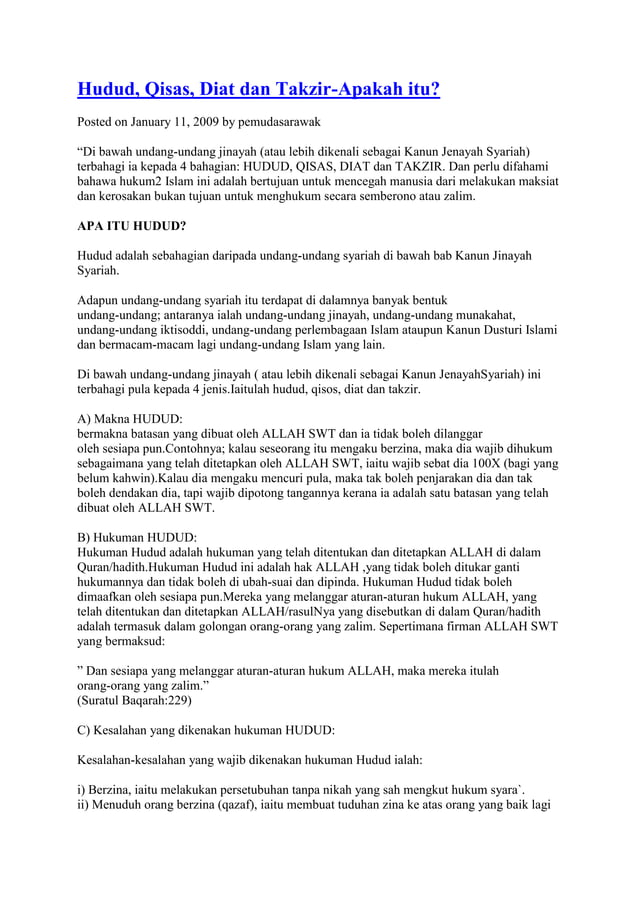 Hudud,qisas,diat,dan takzir | DOCX