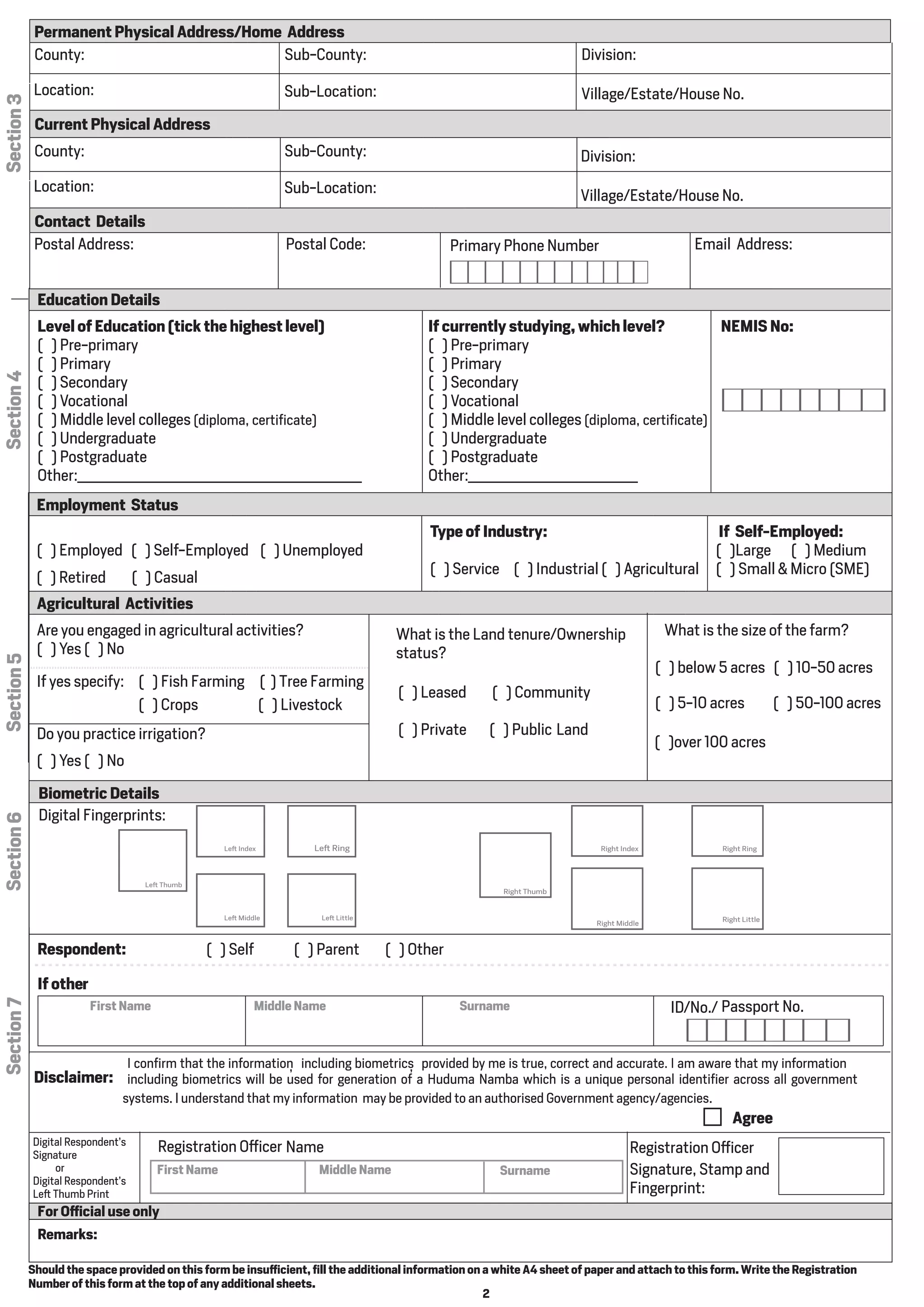 Huduma namba-registration-form | PDF