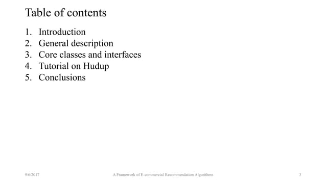 Hudup A Framework Of E Commercial Recommendation Algorithms Ppt